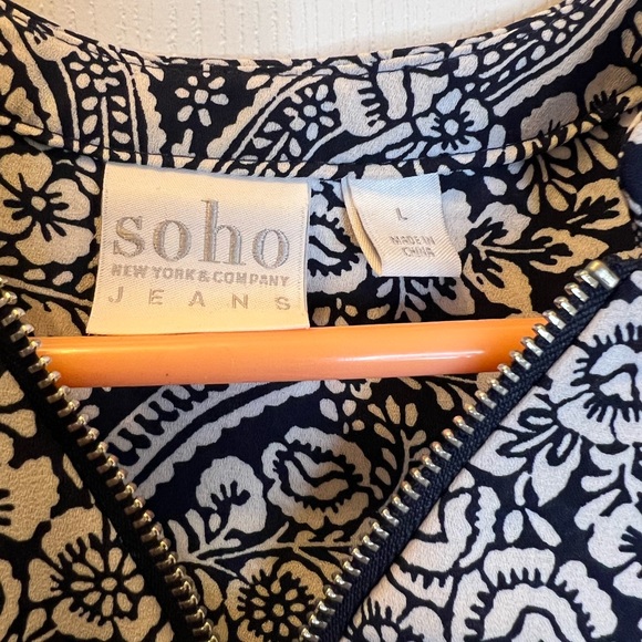 Soho | Tops | Soho Navywhite Paisley Boho Tank With Zipper | Poshmark